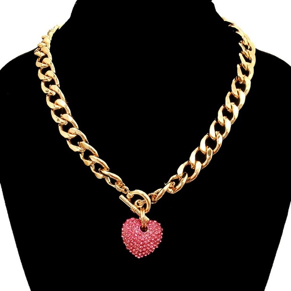Pink Heart Toggle Necklace | Jewelry | Pink Heart Toggle Necklace ...